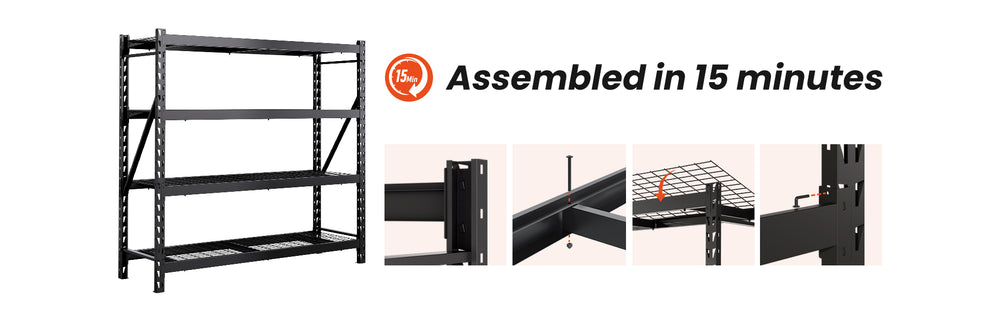 DYNALOAD PREMIUM 8000 Lbs Capacity Garage Shelves 4 Tier 77"W x 24"D x ...